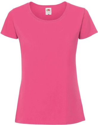 Fruit Of The Loom Ladies Iconic 195 - figurbetontes Damen Shirt aus gek&auml;mmter Baumwolle, Rundhals Basic T-Shirt mit Seitenn&auml;hten, Farbe:Fuchsia, Gr&ouml;&szlig;e:2XL