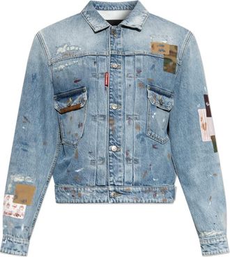 Dsquared2 Homme, Vestes, Bleu, Taille: 2XL Veste en jean &agrave; effet vieilli