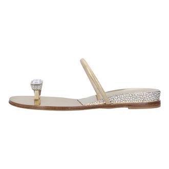 Casadei Mules aus Leder und mit Swarovski-Kristallen - - Shoes - Damen - Gelb - 35 EU