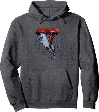 MARVEL Deadpool Merc Riding A Unicorn Rainbow Circle Pullover Hoodie