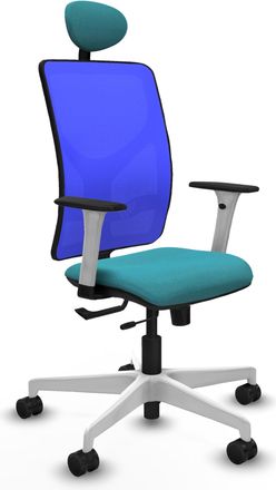 Piqueras y Crespo B&uuml;rostuhl mit wei&szlig;en und schwarzen Armlehnen, h&ouml;henverstellbarer Lendenwirbelst&uuml;tze und festem Kopfteil, ausgestattet mit Syncro/Traslack und Schneide