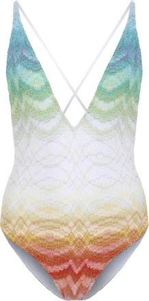 Missoni Femme, Maillots de bain, Multicolore, Taille: 40 FR Maillot de bain une pi&egrave;ce en maille zigzag multicolore