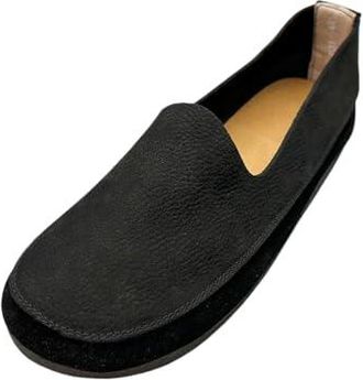 Generic Mocassins Penny Mocassins doux et confortables faits &agrave; la main en cuir v&eacute;ritable &agrave; enfiler pour homme, Noir, 39 1/3 EU