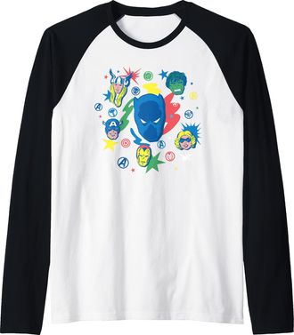 MARVEL Super Heroes Avengers Black Panther Big Face Retro Raglan