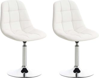 Clp 2er Set Stühle Emil Kunstleder I Mit Gestepptem Sitz I Drehstühle Mit Trompetenfüße In Chromoptik, Farbe:weiß