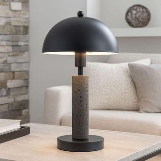 Globo Lighting Lampe de table LED Lampe dappoint noire Lampe de table Lampe de salon Pierre de travertin, m&eacute;tal, 1x 4,9W 470Lm blanc chaud, DxH 20x34 cm