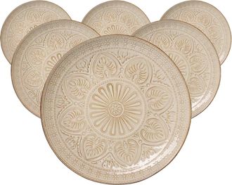 Ritzenhoff & Breker Omara Speiseteller 6er Set, 26 cm, Essteller mit orientalischer Relief-Ornamentik, Individuelle Farbverl&auml;ufe durch Reaktivglasur, Sp&uuml;lmaschinenfest, S