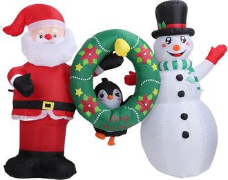 ZJchao Aufblasbare Weihnachtsmann-Schneemann-Dekoration, 1,5 M, Aufblasbarer Weihnachtsmann mit LED-Lichtern, Polyester-Material f&uuml;r Drinnen und Drau&szlig;en, Hof