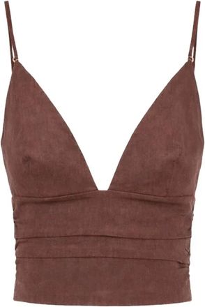 Pinko Pinko, Femme, Tops, Brun, Taille: 40 FR Rubye Top Lino Stretch