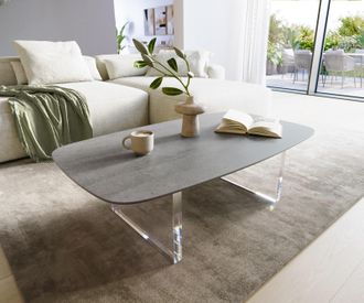 DELIFE Couchtisch Edge Boot 120x70 cm Keramik Beton Grau Lumia Acryl, Couchtische
