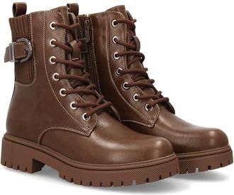 Shoes & Blues Bottines &agrave; talons pour femme, confortables et &eacute;l&eacute;gantes, d&eacute;tail de boucle, avec semelle dent&eacute;e, bout rond, fermeture &agrave; lacets et fermeture &eacute;clair lat&eacute;