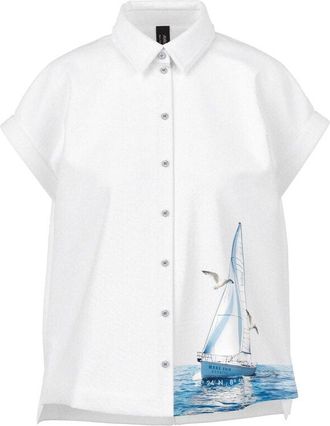 Marc Cain Damen Hemdbluse aus Baumwolle
