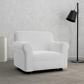 Italian Bed Linen Dehnbarer Sofa-Schonbezug Dahlia, 92% Polyester, 8% Elastometer, Hellgrau, 1 Platz