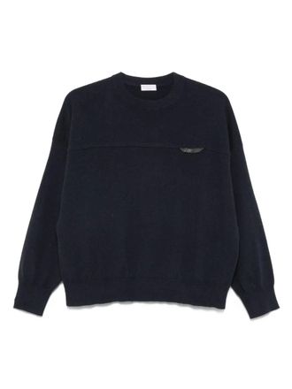 Brunello Cucinelli pull à ornements métalliques - Bleu