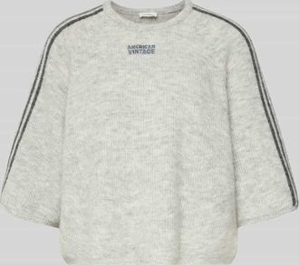 American Vintage Cropped Strickpullover mit gerippten Abschl&uuml;ssen Modell VITOW