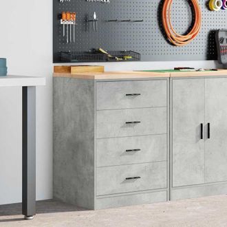 vidaXL Vidaxl - Garagen-Aufbewahrungsschrank Betongrau Massivholz Kiefer