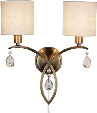 Searchlight Alberto - 2 Licht Innenwandleuchte Antik Messing mit Kristallen und Schatten, E14 - Searchlight