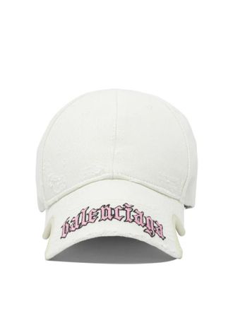 Balenciaga Caps & M&uuml;tzen - Classic White Cotton Cap With Distressed Texture - Gr. M - in Wei&szlig; - f&uuml;r Damen