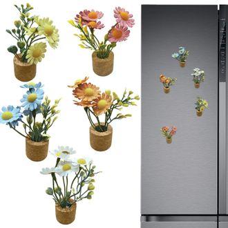 Generico Kühlschrankmagnets: Niedliches Set mit Mini-Gänseblümchen, Magnet aus künstlichen Blumen in Töpfen, dekorativer Aufkleber mit Gänseblümchen, kleine Ma