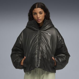 Puma Doudoune &agrave; capuche brillante Wardrobe Essentials Femme, V&ecirc;tements, Noir, XL