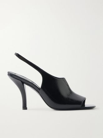 Toteme Glossed-leather Slingback Sandals - Black