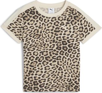 Puma Damen T7 Leo Luxe Slim T-Shirt XL, Alpine Snow Ice Coffee White