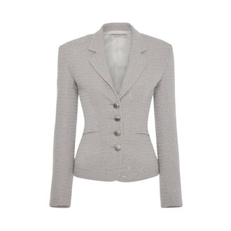 Alessandra Rich Femme, Vestes, Gris, Taille: 38 FR Blazer Paillettes Tweed