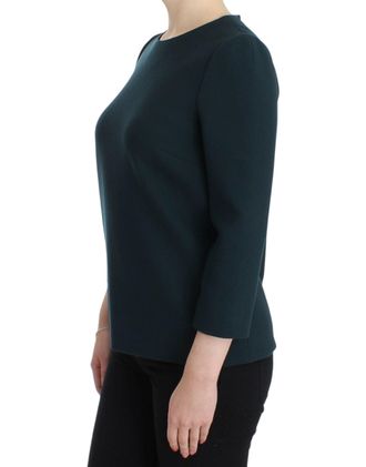 Dolce & Gabbana Womens Green 3-4 Sleeve Wool Blouse