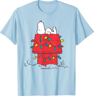 Peanuts Snoopy Weihnachtsbeleuchtung Retro Comic Doghouse Kunstwerk T-Shirt