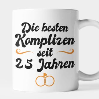 Generic Hochzeit Tasse silberne Hochzeit Jahrestag Geschenk Silbernerhochzeit 25.Hochzeitstag - die besten Komplizen seit 25 Jahren Kaffeebecher