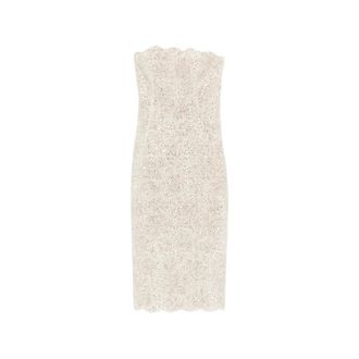 Ermanno Scervino Femme, Robes, Beige, Taille: 36 FR Midi Bustier Lace Dress with Crystals