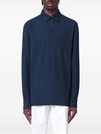 Loro Piana polo &agrave; manches longues - Bleu