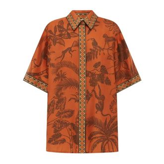Alemais Femme, Blouses et Chemises, Orange, Taille: 34 FR Monkey Dance Silk Shirt