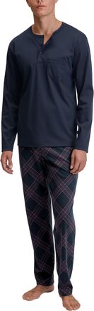 CALIDA Relax Comfy Pyjama, lang Herren, aus 100% Dicker Baumwolle, stoff&uuml;berzogener Gummibund, lockerer Schnitt