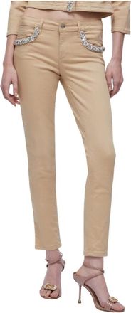 Liu Jo Femme, Pantalons, Beige, Taille: W27 Pantalon Skinny avec Ornements de Bijoux
