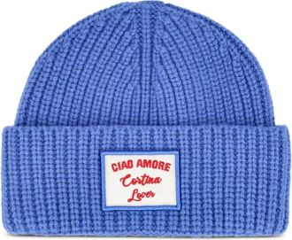 Giada Benincasa bonnet côtelé à patch logo - Bleu