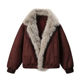 Generic NYSBH Veste rembourr&eacute;e pour homme Automne Hiver Col en fausse fourrure Coupe ample Parka en coton, violet, XXL