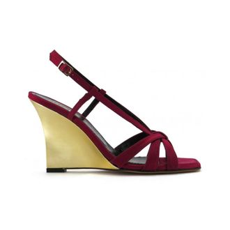 Gianmarco F. Femme, Chaussures, Rouge, Taille: 37 EU Sandali zeppa in raso