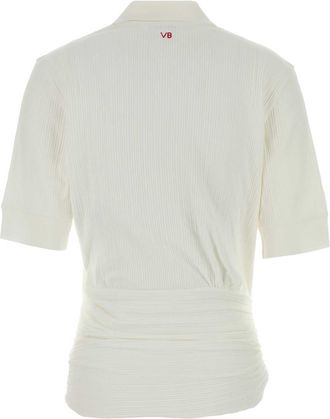 Victoria Beckham White Exterior: Cotton Elastane Polo T-shirts And Polos