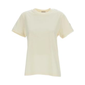 Moncler Femme, Tops, Beige, Taille: 42 FR T-shirt &agrave; Manches Courtes et Col Rond