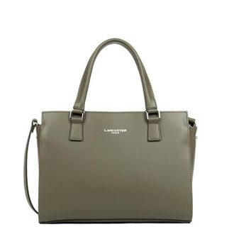 Lancaster | Smooth - Sac &agrave; Main Refente de Cuir de Vachette Lisse Kaki fum&eacute;