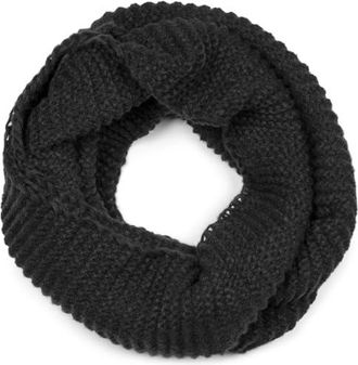 styleBREAKER Écharpe unisexe en tricot Loop Unicolore avec motif de vagues, chaude écharpe en tricot dhiver, écharpe tubulaire 01018169, couleur:Noir