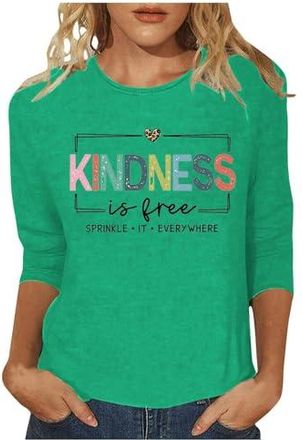 Generic T-shirt tendance pour femme &laquo; Kindness is Free &raquo; - Lettre d&eacute;t&eacute; athl&eacute;tique - D&eacute;contract&eacute; - Pour sortir - Coupe ample - Col rond - T-shirt basique migno