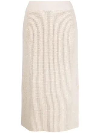 Brunello Cucinelli Gerippter Strickrock - Nude
