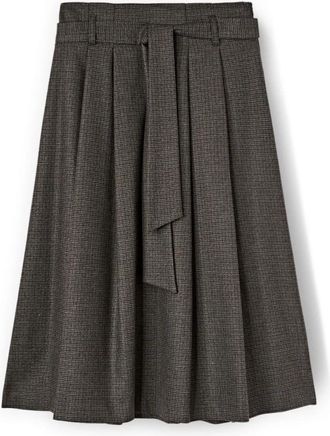 Motivi Femme, Jupes, Gris, Taille: 42 FR Jupe Midi Teinte en Fil avec Ceinture