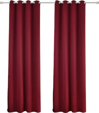 Woltu 2er Set Gardinen, Vorhang für Wohnzimmer Kinderzimmer, mit Ösen, Leicht & Weich, Wärmeisolierend, 140 x 225 cm, Bordeaux