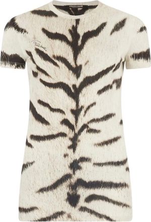 Roberto Cavalli Femme, Tops, Blanc, Taille: 40 FR T-shirt avec imprim&eacute; Tigresse