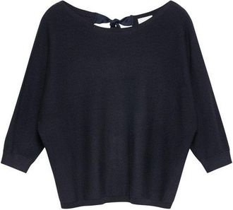 Comma 3/4 Arm-Pullover Strickpullover Feinstrickpullover mit Fledermaus&auml;rmeln und Satinband