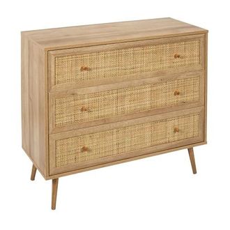 The Home Deco Factory HD7455 Commode Moderne 3 Tiroirs - Design Élégant et Fonctionnel pour Salon ou Chambre - Dimensions 79x90x39 cm - Couleur Bois Naturel