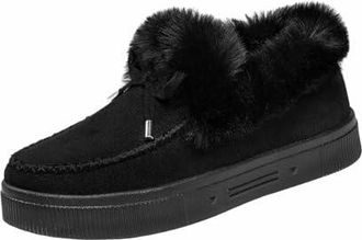 Generic Mocassins en polaire confortables pour femme - &Eacute;l&eacute;gantes - Couleur unie - Noeud - Semelle &eacute;paisse - Chaudes - &Agrave; enfiler - Chaussures de marche plates 